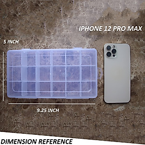 UHZBTEC 18 Grids Storage Containers/Jewelry Organizer Box with Removable Dividers for Bead Organizer (Free Letter Stickers)