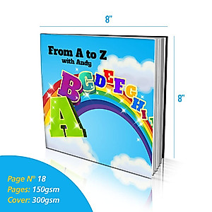 Personalized Story Book by Dinkleboo - from A to Z - for Kids Aged 0 to 8 Years Old - Makes Learning Alphabet Fun and Engaging - Printed on Smooth Satin Paper - Soft Cover (8"x 8")