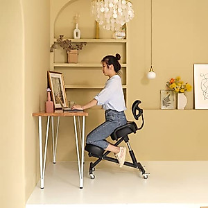 VONOYA Kneeling Chair with Back Support | Ergonomic Office Chair for Home or Office Desk | Adjustable Posture-Improving Desk Chair with Wheels and Thick Cushions, Black