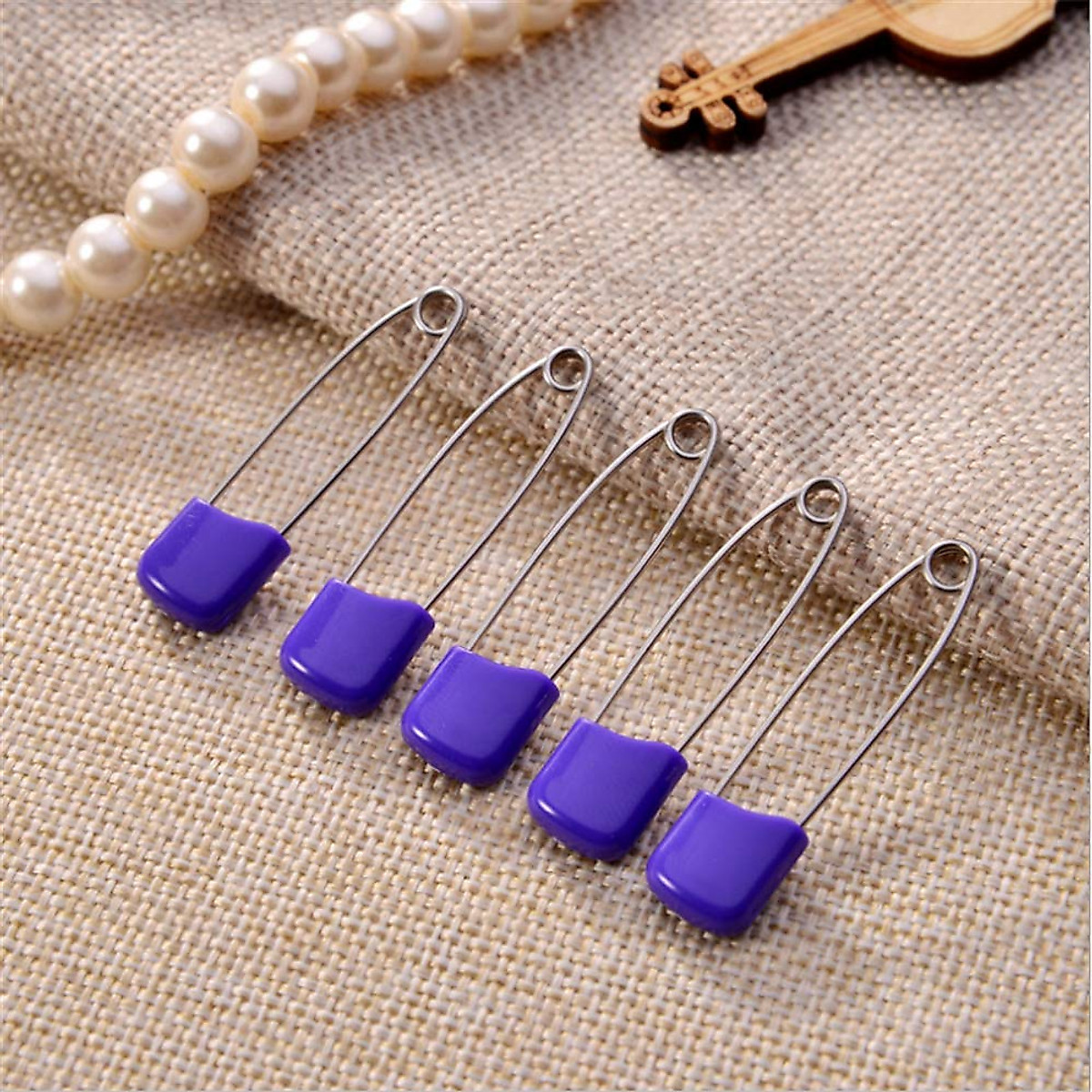 Baby Flower 100Pcs 5.5cm Long Baby Safety pin Plastic Head Diaper pin Sturdy Stainless Steel Diaper pin with Safety Lock