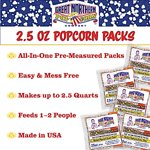 Pop Pup Popcorn Machine – 2.5 Oz Kettle with 12 Pack of Pre-Measured Popcorn Kernel Packets, Scoop, and Serving Cups by Great Northern Popcorn (Red),83-DT6031