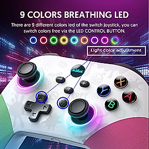 MOVONE Switch Controller Wireless Pro Controller for Switch/Switch Lite/Switch OLED, Switch Remote Gamepad with Joystick, Adjustable Turbo Vibration, Pro Controllers Switch with LED Color Light