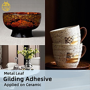 Gilding Adhesive, 100ml Epoxy Resin Gold Leaf Adhesive for Professional Craft Use, Water Based Varnish for Protect The Surface of Gold Foil from Oxidating (Brush + Gloves as Gifts)