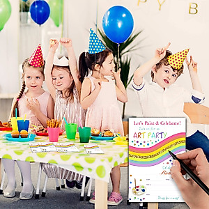 Buildinest Art Birthday Party Invitations with Envelopes (20-Pack), 4"x6" Painting Birthday Invitation Cards, Fill-in Style Party Invites-B35