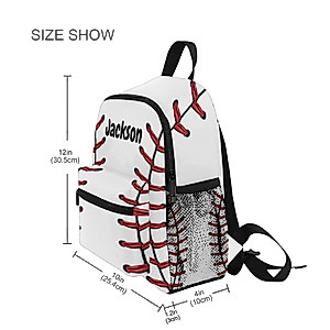 Sinestour Custom Baseball Kid's Backpack Personalized Backpack with Name/Text Preschool Backpack for Boys Customizable Toddler Backpack for Girls with Chest Strap