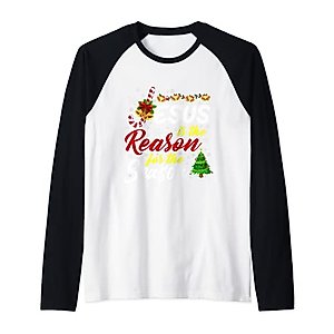 Christian Jesus The Reason Christmas Stocking Stuffer Raglan Baseball Tee
