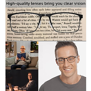 DILLY VISION 4-Pack Blue Light Blocking Reading Glasses for Men Stylish Metal Frame Readers with Comfort Spring Hinges Anti Glare UV Filter Eyeglasses, +2.5 STRENGTH