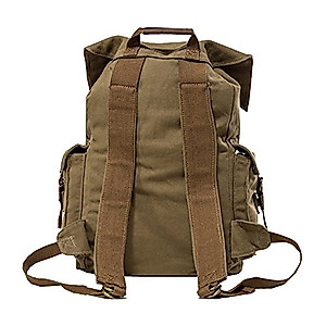 Jonon Vintage Canvas Backpack for MenLeather Rucksack Knapsack 17 inch Laptop Tote (Green)