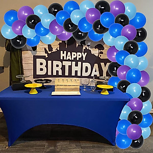 Blue Black Purple Balloon Garland Arch Kit, 137PCS Royal Blue Black Purple Balloon for Birthday Retirement Video Gaming Movie Night Outer Space Spider Hero Graduation Decorations