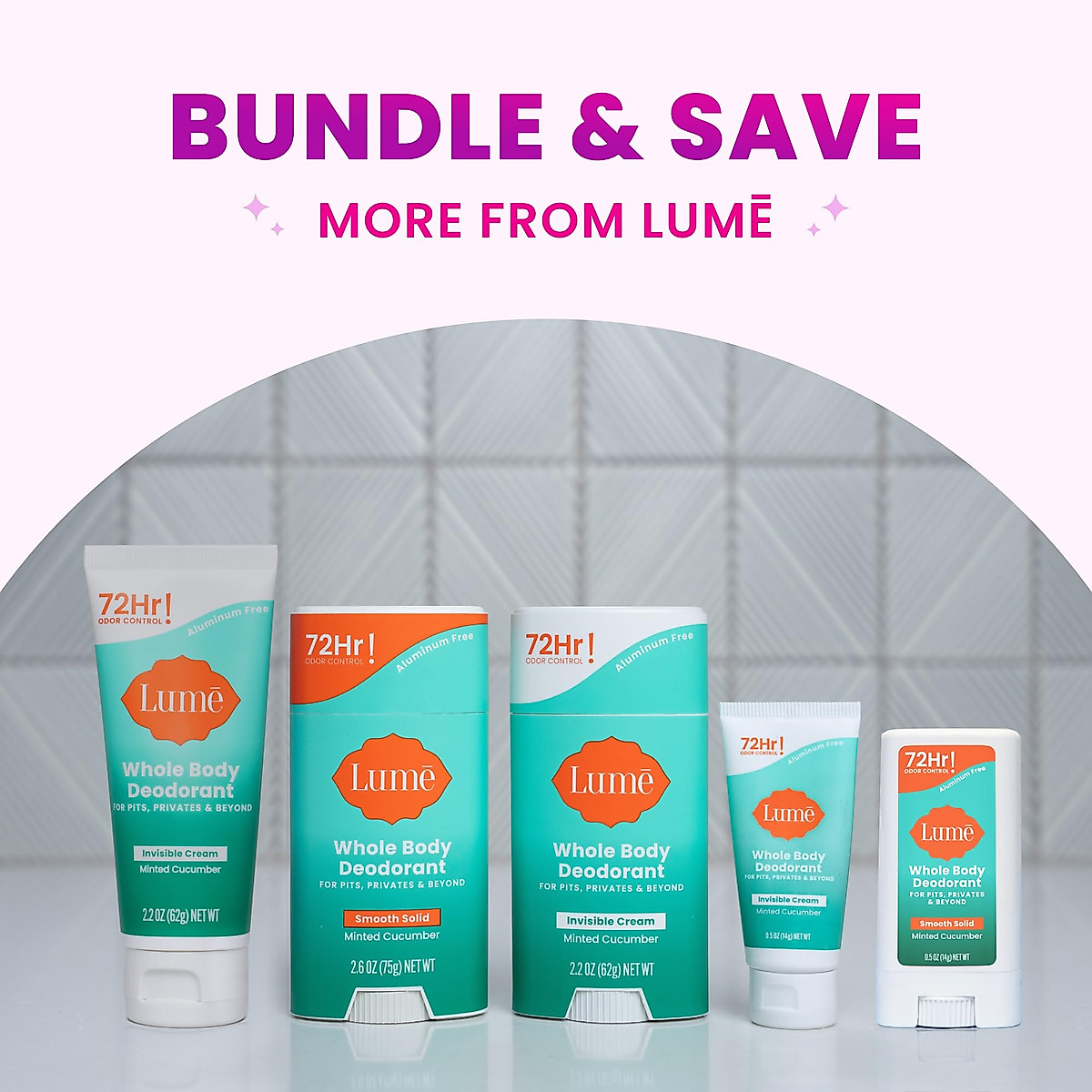 Lume Whole Body Deodorant - Invisible Cream Stick - 72 Hour Odor Control - Aluminum Free, Baking Soda Free, Skin Safe - 2.2 Ounce (Minted Cucumber)