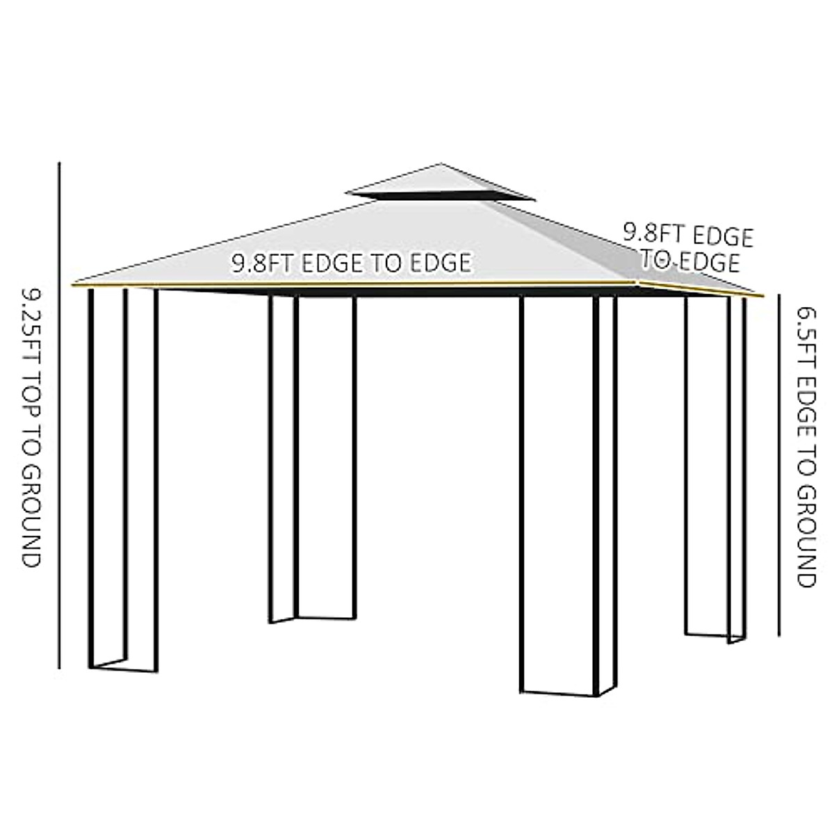 Outsunny 10' x 10' Patio Gazebo, Double Roof Outdoor Gazebo Canopy Shade Shelter with Metal Corner Frame Screen Wall, for Garden, Lawn, Backyard and Deck