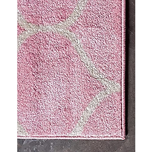 Unique Loom Trellis Frieze Collection Area Rug - Rounded (3' Square, Light Pink/ Ivory)