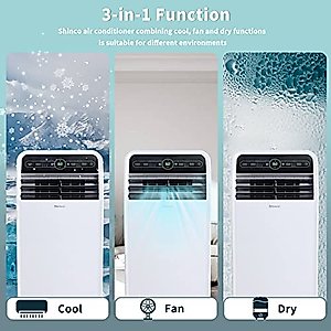 Shinco 12,000 BTU Portable Air Conditioner, Portable AC Unit with Built-in Cool, Dehumidifier&Fan Modes for Room up to 400 sq.ft, Room Air Conditioner with Remote Control, 24 Hour Timer, Installation Kit