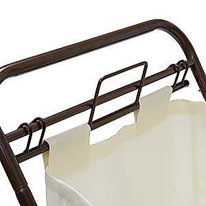Household Essentials 7172 Rolling Laundry Hamper with Heavy-Duty Canvas Bag | Antique Bronze Frame