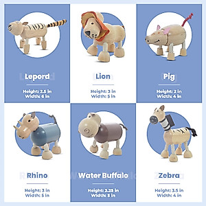 TEKOR Bendable Wooden Animal Toys, Set of 12 | Fun & Posable Farm & Jungle & Safari Animals for Toddlers | Preschool Montessori Toy, Smooth Natural Wood Animals for Girls Boys