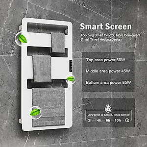 Evokor Towel Warmer with Timer for Bathroom, Heated Towel Rack Wall Mounted, Electric Towel Warmers, Bath Towel Heater, Bath Towel Dryer, Hardwired or Plug-in - 35.4 x18 inch