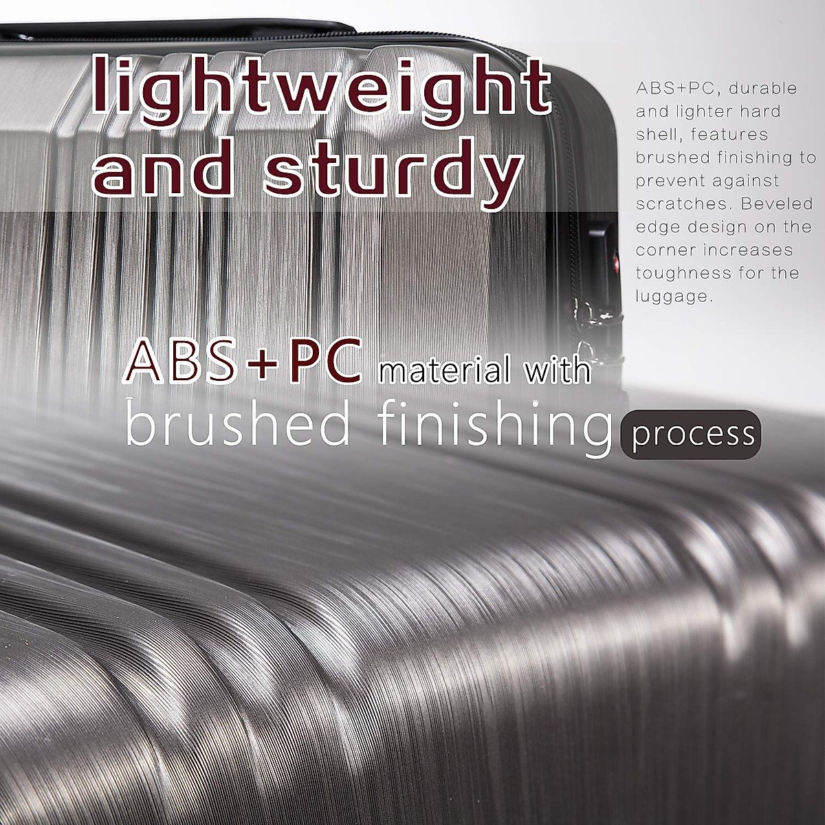 Coolife Luggage Expandable Suitcase PC+ABS 3 Piece Set with TSA Lock Spinner 20in24in28in