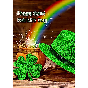 St Patricks Day Garden Flag - Pot of Gold Leprechaun Flag - 12 x 18 Double Sided Irish Garden Flags - Shamrock Saint Patricks Day Rainbow Flag by Jolly Jon