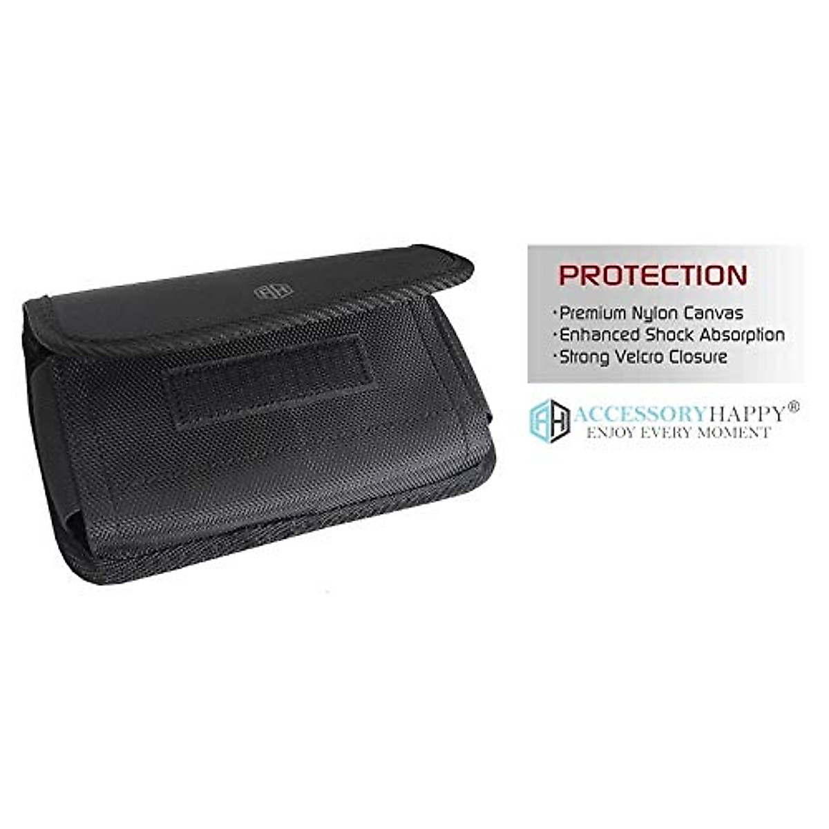 AH Military Grade Canvas Horizontal Men Cell Phone Belt Holder for iPhone 11 12 X Max iPhone 6s 6 Plus 7 Plus 8 Plus Rugged Clip Nylon Phone Belt Pouch Cell iPhone Holster with Belt Loop Fits Otterbox