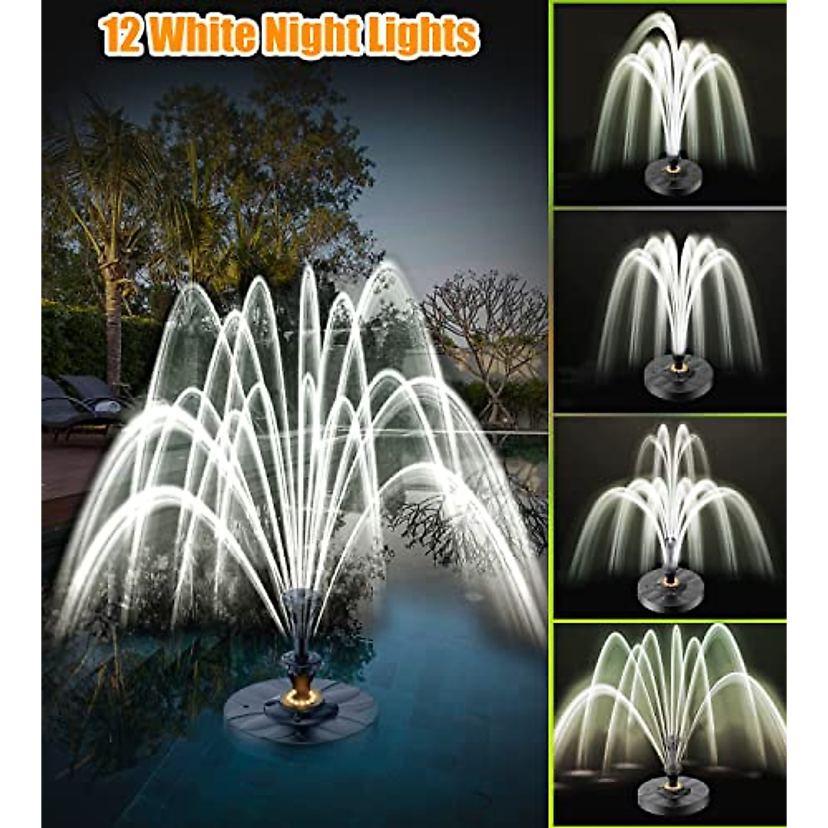SZMP Floating Pool Fountain 2023 Upgraded, 6W Waterfall Fountain Light Show with 2 Sprinkler Modes, Pond Water Fountain for Above Ground Pool, Pond, Lake, Garden, Outdoor-32.8ft Power Cord & Adapter