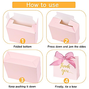 DECHISY 60Pack Small Thank You Gift Bags, 4.5x1.8x3.9 Inches Pink Paper Gift Bags with Ribbon Mini Gift Bags Bulk Wedding Candy favor boxes Birthday Party Favor Bags for Baby Shower Anniversary.