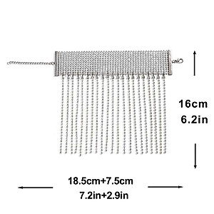 ELABEST Rhinestone Ankle Bracelets Crystal Tassel Anklet 2pcs Glitter Tennis Foot Chain Wedding Jewelry Accessories for Women(Silver)