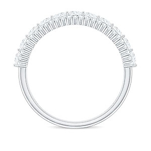 Rosec Jewels Certified Moissanite Wedding Band Ring for Women, Lab Grown Diamond Moissanite Half Eternity Ring (D-VS1 Quality), 14K White Gold, Size:US 8.00