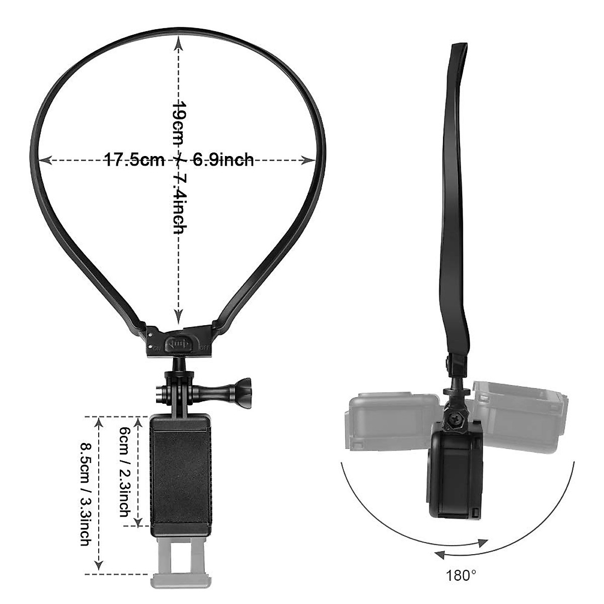 Taisioner POV/VLOG Smartphone Selfie Neck Mount Strap for GoPro AKASO DJI Osmo Action Camera and Smart Phone Video Record Accessories