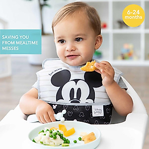 Bumkins Disney Bibs for Girl or Boy, SuperBib Baby and Toddler for 6-24 Months, Essential Must Have for Eating, Feeding, Baby Led Weaning, Mess Saving Waterproof Soft Fabric, 3-pk Mickey Mouse Icon
