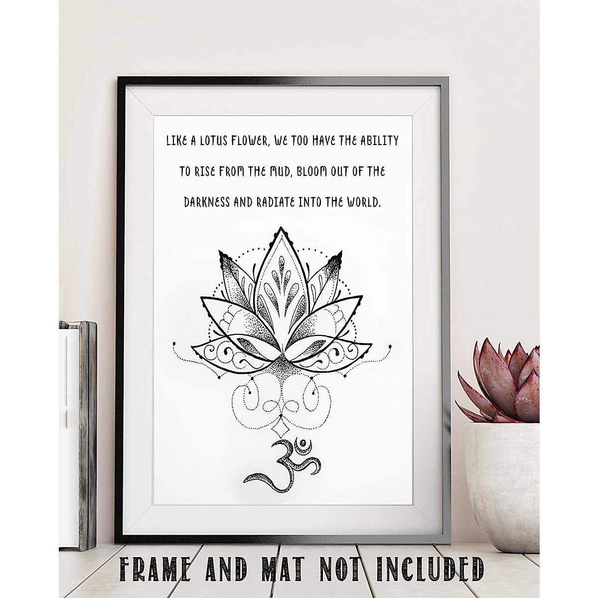 TJ Originals Like a Lotus Flower Quote - Spiritual and Boho Wall Decor - Namaste Zen and Meditation Aesthetic Room Decor - Unframed 11x14 Wall Art Print for Living Room or Yoga Studio
