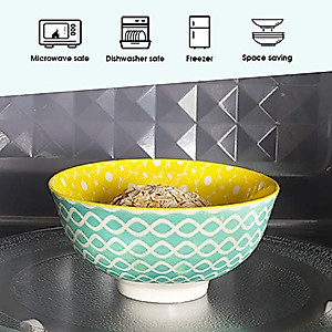 DeeCoo Cereal Bowls,Set of 8 Porcelain, 4.75 Inch Diameter,10 Fluid Ounces (1.25 Cup), Vibrant Colors Soup, Cute Oatmeal Bowls for Pasta, Small Salad, Stews, Rice, Yoghurt, Dessert, Poke