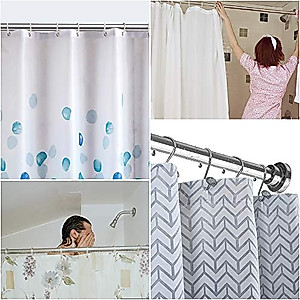 TEECK Shower Curtain Rod, 40-73 inch Adjustable Tension Spring, Shower Curtain Rod Tension, Premium Stainless Steel, Anti-Slip, No Drilling, No Rust, Never Collapse, for Bathroom, Easy to use