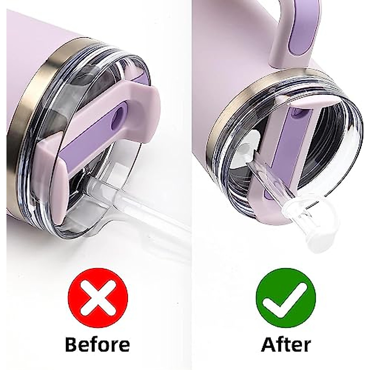 2Sets Silicone Spill Proof Stopper for Stanley 40/30 oz Quencher H2.0 Tumbler with Handle for Stanley Cup Accessories Including 2 Straw Cover Cap, 2 Round Leak Stopper 2 Square Spill Stoppers