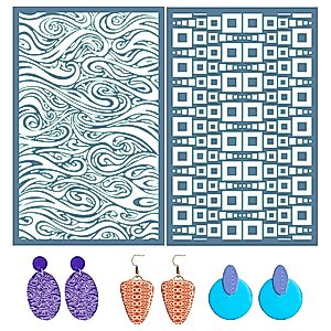Polymer Clay Silk Screen, Silk Screen Stencils DIY Reusable Polymer Clay Screen Printing Stencils for DIY Jewelry Making Clay Earrings Decoration Crafts T-Shirt Furniture Wall Chalkboard Type 12