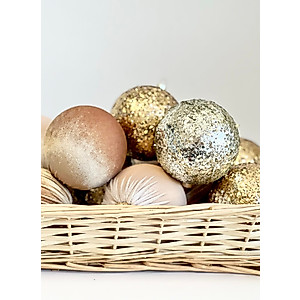 Gold Christmas Handmade Velvet Ornaments, Bulk Christmas Balls, Christmas Tree Bulbs, Glitter Christmas Decorations, Christmas Gift Idea, Set of 12