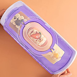 Bppyvct 1Pc Portable Bread Box with Handle Transparent Lid Loaf Cake Storage Carrier for Pastries, Donuts, Bread Rolls, Buns or Baguettes (Purple)