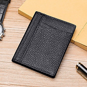 Dorras Front Pocket Minimalist Leather Slim Wallet, Bifold Credit Card Holder With ID Window