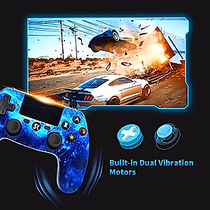ISHAKO for PS4 Controller Wireless, Controller Gamepad Compatible with Playstation 4/Slim/Pro/PC/Android/Mac with USB Cable,Dual Vibration,6-Axis Motion Control,3.5mm Audio Jack,Multi Touch Pad,Share Button(Blue)