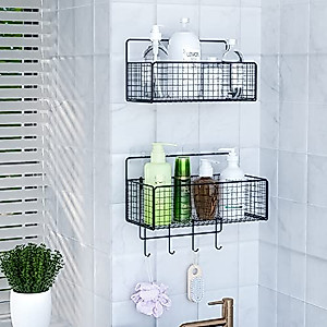 mxxkms 4-Pack Shower Caddy, Large Capacity Shower Shelves Adhesive Shower Organizer No Drilling，Rustproof Bathroom Shower Shelf with 8 Hooks，Shower Shelf for Inside Shower,，kitchen，dormitory， Black