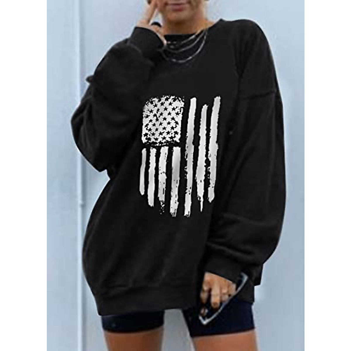 Dokotoo Womens Plus Size USA Flags Basic Oversized Crewneck Long Tunic Sweatshirts Long Sleeve Comfy Cozy Fleece Pullover 2023 Fall Clothes Tops Casual Loose Graphic Tees Shirts Royal Black M