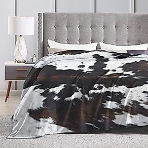 Black White Cow Skin Pattern Print Blanket Soft Sherpa Farm Animal Design Throw Blankets for Couch Farm Animal Cow Blanket Fluffy Blanket Travel Blanket Cute 60x80 Inch