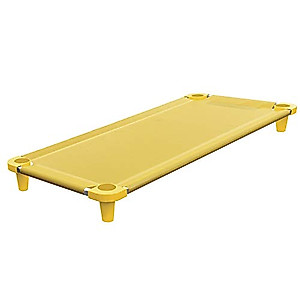 Acrimet Premium Stackable Nap Cot (Stainless Steel Tubes) (Yellow Cot - Yellow Feet) (1 Unit)