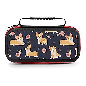AoHanan Welsh Corgi Cartoon Switch Carrying Case Compatible with Switch Game Case with 20 Games Cartridges Hard Shell Travel Protection Case for Console & Accessories