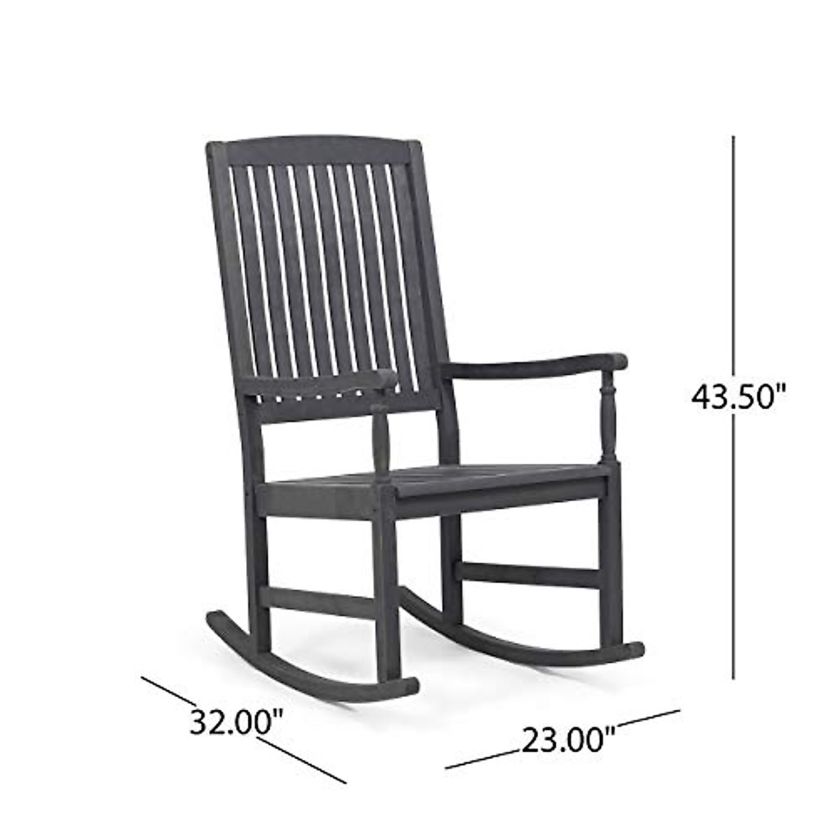 Great Deal Furniture Penny Outdoor Acacia Wood Rocking Chairs (Set of 2), Dark Gray