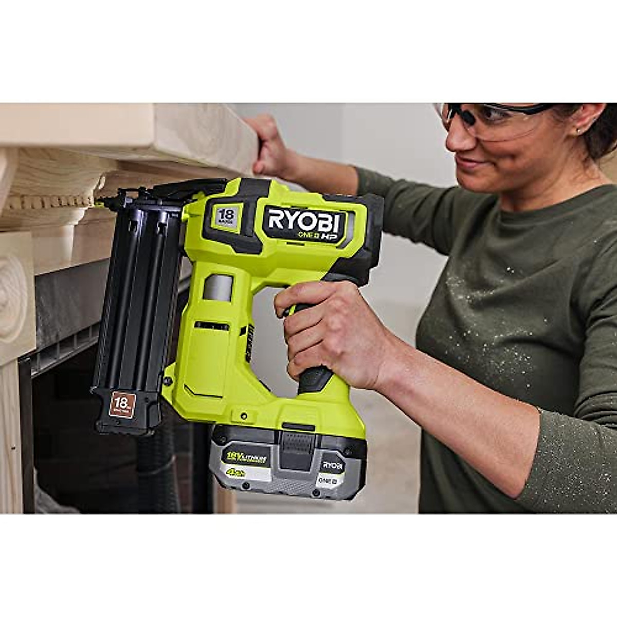 RYOBI ONE+ HP 18V 18-Gauge Brushless Cordless AirStrike Brad Nailer P322 (Tool Only) (Renewed)