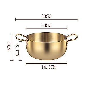 MagiDeal Korea Ramen Pot Ramyun Cooker with Handle Multipurpose Kitchen Cookware Korean Noodle Pot Instant Noodles Pot for Soup Stew Kitchen Hiking, 20cm