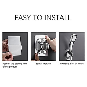 Large Wall Mount Strong Adhesive Waterproof Handheld Shower Holder Shower Head Holder for RV Shower Kids Shower Bathroom Shower Bathroom Organizer (As Shows, One Size)