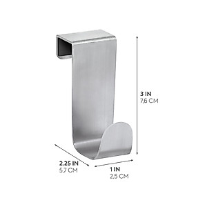 iDesign Forma Brushed Stainless Steel Over-The-Cabinet Storage Hook - 1" x 2.25" x 3"
