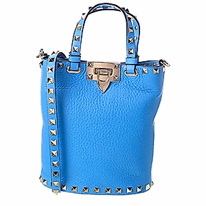 Valentino Rockstud Grainy Leather Crossbody, Blue