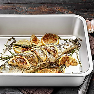 Homikit Lasagna Baking Pan, 9 x 13 Inches Stainless Steel Deep Baking Dish, Large Metal Roasting Tray Pan for Oven Toasting Turkey Cooking Casserole, Rust free & Heavy Duty, Nonstick & Dishwasher Safe